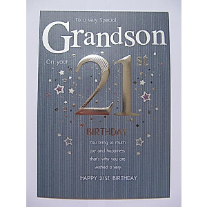 Piccadilly Greetings Group Ltd Stunning TOP Range A Very Special Grandson ON Your 21ST Birthday Greeting Card, Blue, 10 x 7