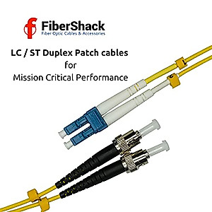 FiberShack - Duplex Fiber Optic Patch Cables - Single Mode - LC, ST, SC. 1M & 3M. (3M, LC to ST)