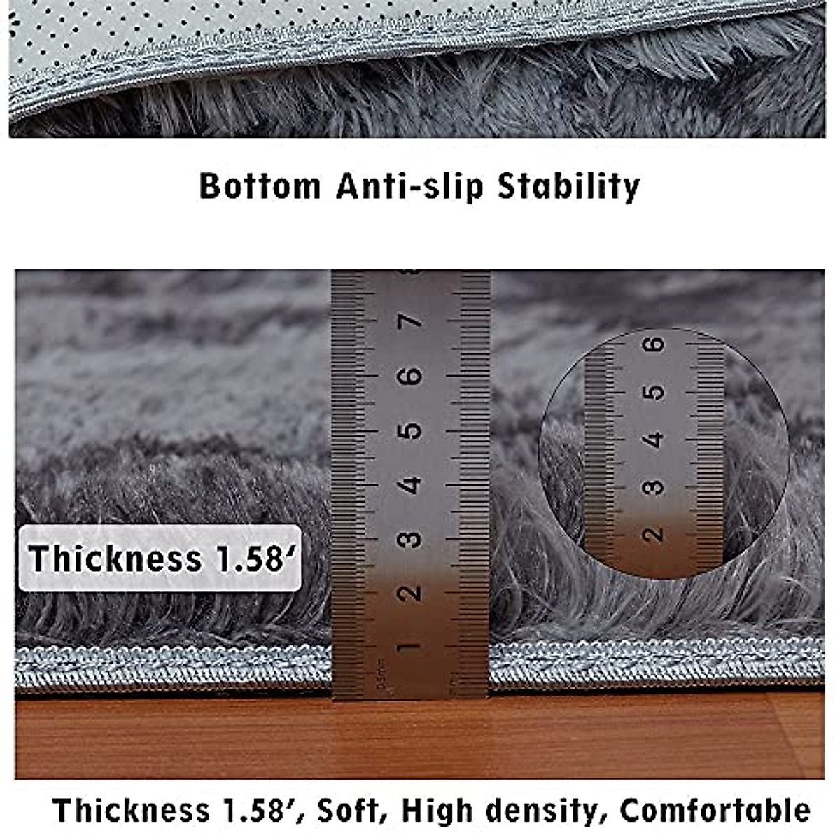 NK DECORATION Fluffy Rugs Clearance Living Room Rugs Bedroom Rugs,Non-Slip Area Rug Shaggy Tie-dye Rugs for Living Room Modern Indoor Home Floor Black Grey 5x8ft(150x240CM)