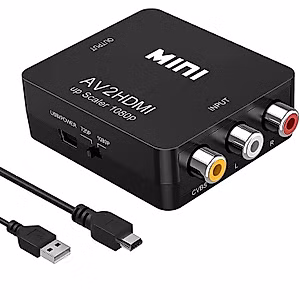 HPDELGB RCA to HDMI Converter, 1080P Mini RCA Composite CVBS AV to HDMI Video Audio Converter Adapter for PC Xbox PS4 PS3 VHS VCR DVD TV STB Support PAL/NTSC with USB Power Cable