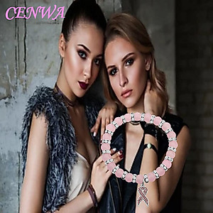 CENWA Breast Cancer Awareness Bracelet Pink Rhinestone Ribbon Charm Beads Bracelet Breast Cancer Support Gift (Breast Cancer Awareness Br)