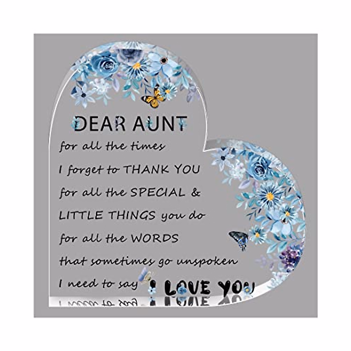 Aunt Birthday Gifts from Niece Nephew, Clear Acrylic Heart Plaque Gifts for Aunt, Thanksgiving, Christmas Gifts for Aunt