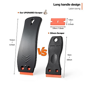 Gomake Double Edged Plastic Razor Blade Scrapers Knife with 20pcs Plastic Razor Blades for Removing Glue, Sticker, Decals, Tint,Label, Decal, Car Sticker, Adhesive from Window,Glass and Floor