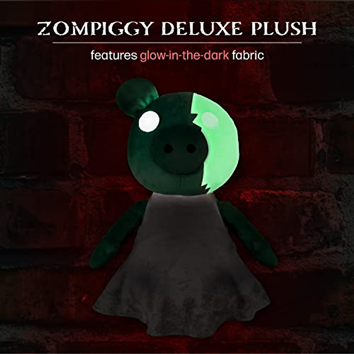 PIGGY ZomPiggy Plush Stuffed Animal Toy with Light Up Eye and Sounds, 13"