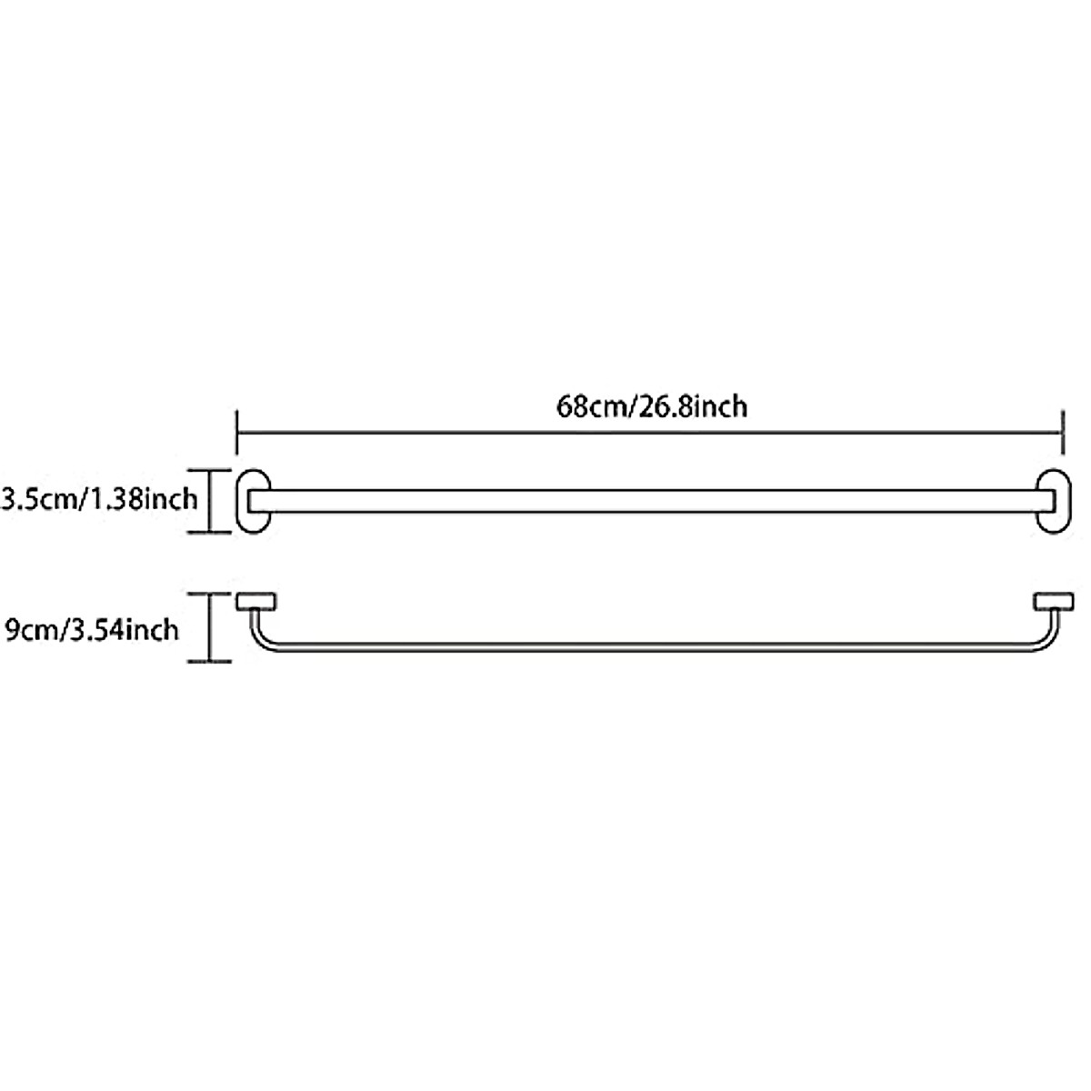 Towel Racks RIAAJ Towel Rail Bath Towel Holder Towel Bar, 304 Stainless Steel Modern Brushed Towel Rack Holder Single Grab Bar Bath Wall Shelf Rack Wall Mount for Kitchen Bath Hanging,B-B(Christmas Re