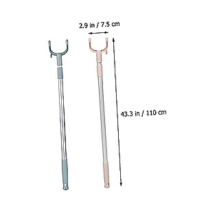 GARVALON 2pcs Clothesline Clothes Drying Clothes Reaching Rods Coat Hooks Heavy Duty Metal Hangers Clothing Racks for Home Reach Pole Telescoping Reach Sticks Adjustable Clothesline Rod Pp