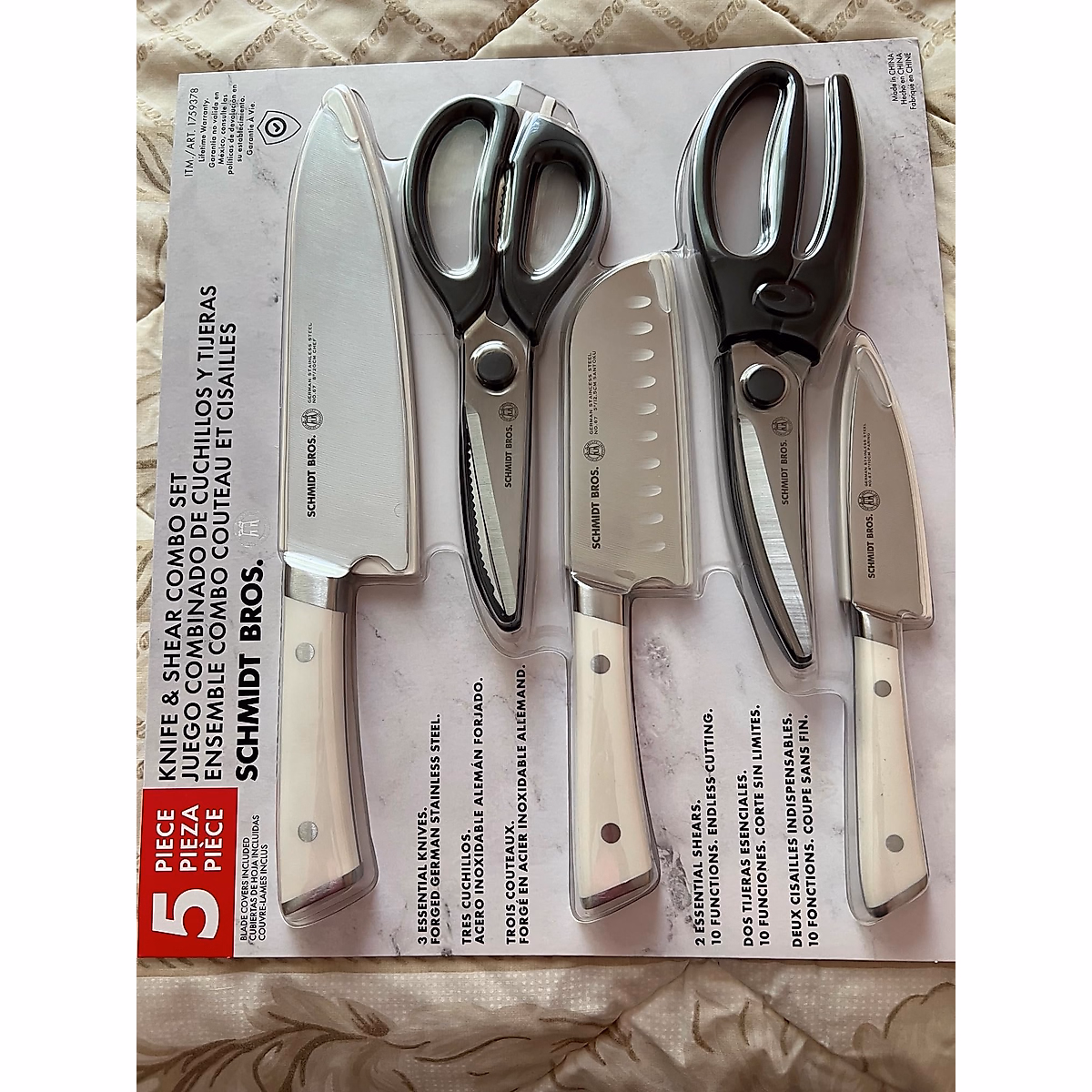 SCHMIDT BROS 5 PPIECE KNIFE AND SHEAR COMBO SET WHITE, ART 1759378