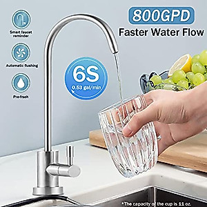 Bevilt RO Water Filtration System,800 GPD Fast Flow, Tankless,Reduces TDS,2:1 Pure to Drain RO Composite Filters Long Life Used for 48-60 Months.