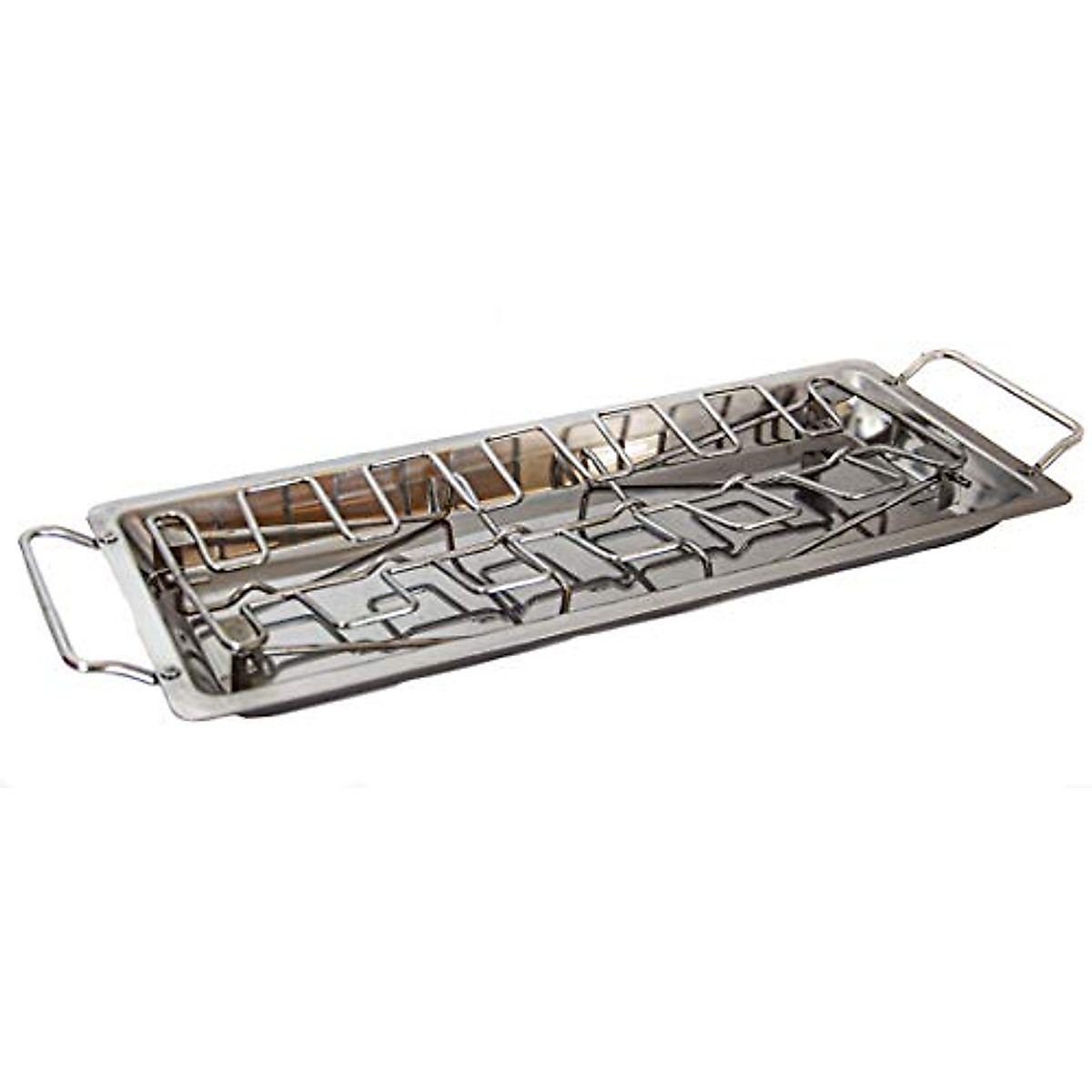 Chicken Leg Rack for Grill, Smoker or Oven; Great for Chicken Legs, Wings, or Drumsticks; Stainless Steel; Non-Toxic Drumstick Holder; Comes in a Box with Grill Drip Pan for Vegetables and Grill Tongs