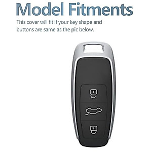 SWEETBOND Key Fob Cover with Keychain fit Audi A6L A6 A7 A8 Q7 Q8 E-Tron 2018-2022 A3 S3 S6 SQ7 RS6 S7 RS7 Smart Remote Control Protector white