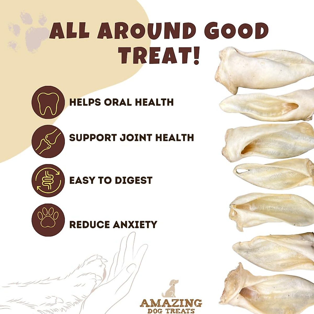 Amazing Dog Treats - Lamb Ears (15 Pcs/Pack) - Natural Dog Chews -Rawhide Alternative - Premium Choice Cut Lamb Ear Dog Bones - Excellent Dog and Puppy Chews - Grain Free Treats for Dog