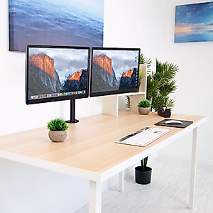Mount-It! Dual Monitor Mount | Double Monitor Desk Stand | Two Heavy Duty Full Motion Adjustable Arms Fit 2 Computer Screens 17 19 20 21 22 24 27 Inch | VESA 75 100 | C-Clamp and Grommet Base