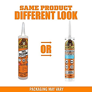 Gorilla Waterproof Caulk & Seal 100% Silicone Sealant, White, 10oz Cartridge (Pack of 1)