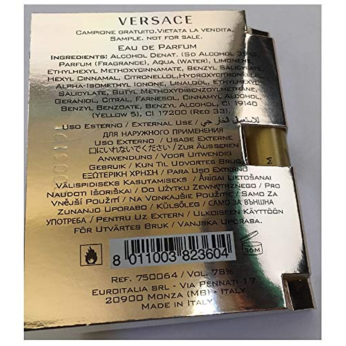 Versace Eros Pour Femme Eau De Parfum 0.03oz/1ml