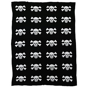 Brandream Throw Blanket Baby Crib Blankets Black and White Designer Pirate Blankets Scull Pattern Decorative Soft Blanket for Couch 35 by 43 Inch
