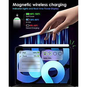 Stylus Pen for iPad ，Same as Apple Pencil 2nd Generation，Pencil 2nd Gen Magnetic Wireless Charging Compatible with Apple iPad Pro 11 in 1/2/3/4, iPad Pro 12.9 in 3/4/5/6, iPad Air 4/5, iPad Mini 6