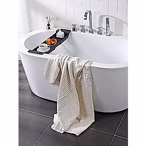 JUSHUMAOYI - Adjustable Bathtub Caddy Tray- Bath Tub Table Caddy -Bath Tray for Bathtub -White