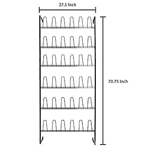 MyGift Black Metal Wall Mounted Boots and Shoe Rack, 18 Pair Entryway Shoe Storage Organizer Stand & Wall Mounted Black Metal 36 Hook Shoe Rack / 18 Pair Entryway Shoe Storage Organizer Stand