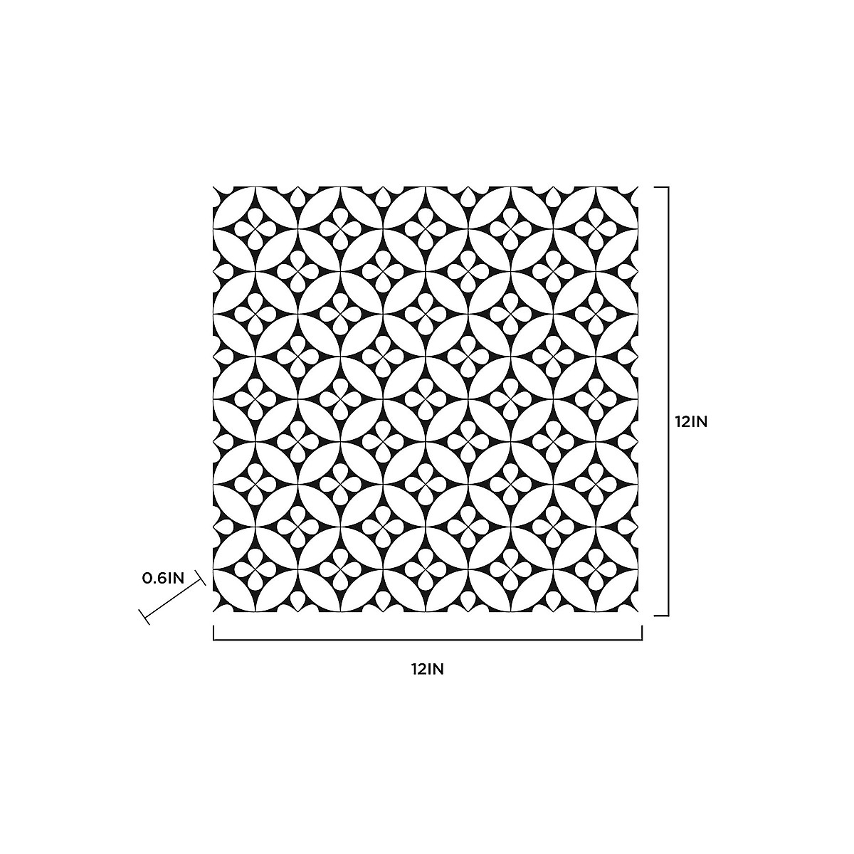 FloorPops FP3564 Fleur Peel & Stick Floor Tiles, Black