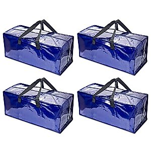4 Pack Heavy Duty Oversized Storage Bag for Moving, College Dorm, Traveling, Camping, Christmas Decorations, Packing Supplies
