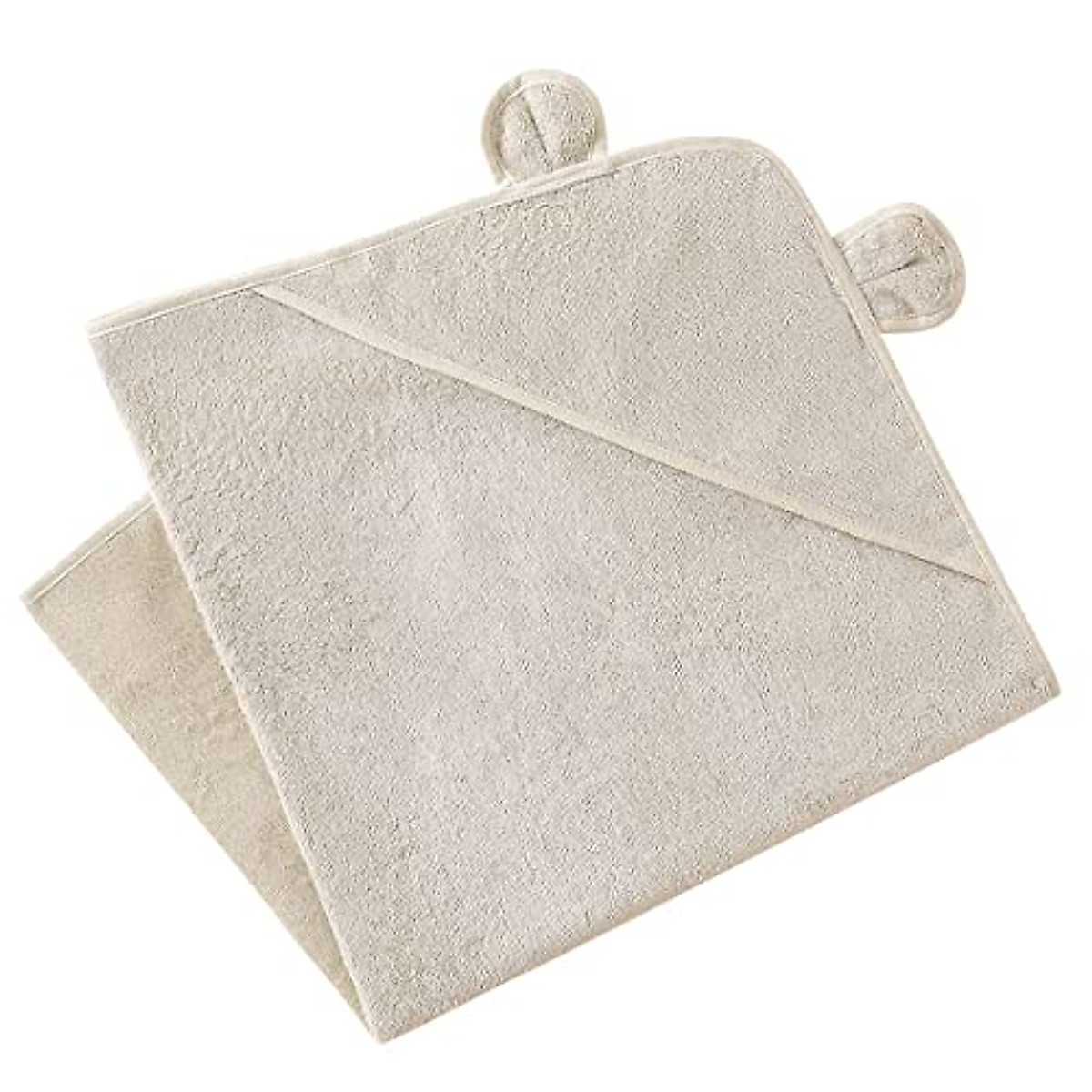 SUZEL Hooded Baby Bath Towels and Washcloths Set Buttery Soft Bamboo Viscose Baby Towels for Newborns, Infants 30 x 30 Inch, Beige