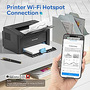 Pantum Laser Printer - Wireless Black and White Laser Monochrome Printers for Home Use, Small Compact Designe, Support Windows and Mac, P2502W Printer Printing at 23PPM