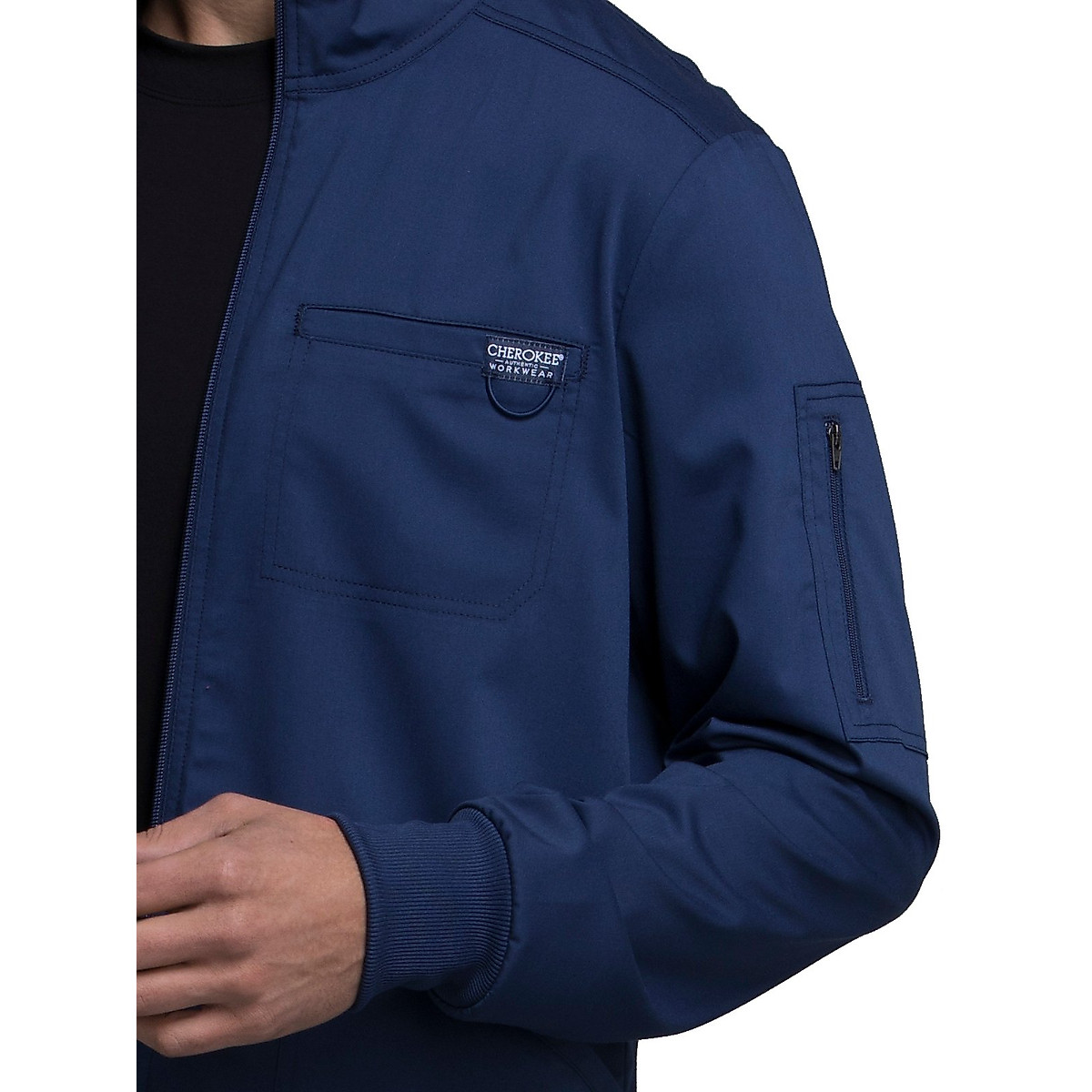 Cherokee Men Warm up Scrub Jacket with Zip Front WW320, S, Navy