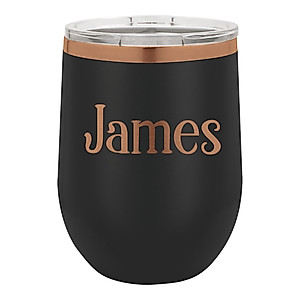 Personalized Wine Tumbler with Lid – 12 oz Stainless Steel Insulated Cup – Custom Engraved Bridesmaid Gift, Bachelorette Favor, Wedding Party Gift