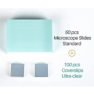 MILLSYN 50 pcs Microscope Slides Blank Plain, Plus 100 pcs Coverslips Ultra-Clear Cover Glasses