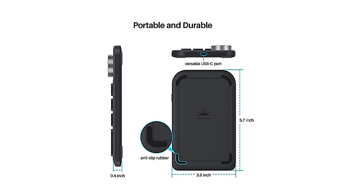 HUION Mini KeyDial KD100 Wireless Shortcut Keyboard for Creative Work