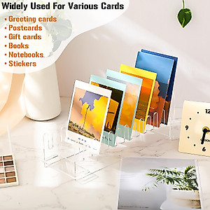 Briwooody 12 Tier Acrylic Greeting Card Display Stand Sticker Display Stand Greeting Card Organizer Greeting Card Display Rack Portable Postcard Display Stand for Retail Counter Desk Tabletop (Clear)