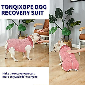 Tonqixope Dog Surgery Recovery Suit-Comfortable & Breathable Dog Recovery Suit After Surgery,Dog Surgical Recovery Suit Female Male,Prevent Licking Dog Onesies,Substitute E-Collar & Cone-Pink Small