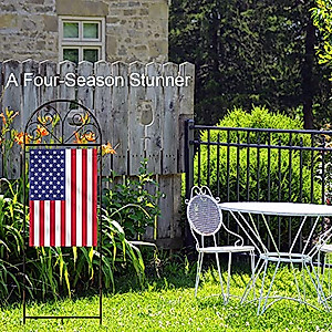YEAHOME Garden Flag Holder Stand - Weather-Proof Yard Flag Pole Premium Metal Powder-Coated Garden Flag Arbor, Garden Flag Stakes Outdoor Decor for for American Flag, All Seasons Garden Flags