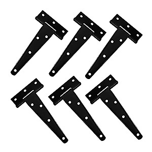 Garden Gate Hinges,Tee Shed Hinge, 6 X 5 Inch Heavy Duty Hinges Black Iron T-Shaped Triangle Hinges Shed Wood Fence Door Hinges Hardware