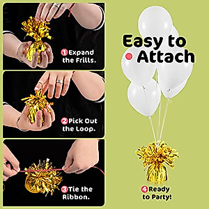 Srenta Gold Balloon Weights, Heavy Balloon Weight Pack of 12 Metallic Foil Weights for Balloons, Birthday Party & Wedding Table Centerpiece Ballon Weight, 4.8’’ DIY Ballon Weights for Helium Balloons