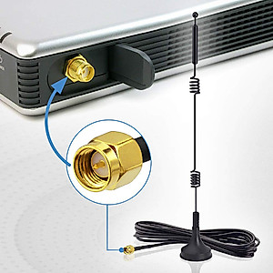 Bingfu Dual Band WiFi 2.4GHz 5GHz 5.8GHz 9dBi Magnetic Base SMA Male Antenna (2-Pack) for Wireless Vedio Security Camera Surveillance Recorder Truck Trailer Rear View Backup Camera Reversing Monitor