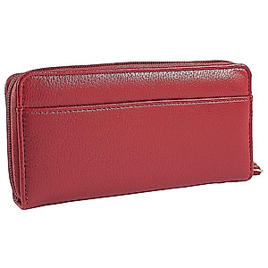 Stone Mountain USA Large Zip Around Leather Wallet, Red