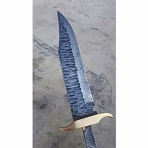 Unique Blades DAMASCUS STEEL FULL TANG/FLINT KNAPPED FINISH/BLANK BLADE FOR KNIFE MAKING