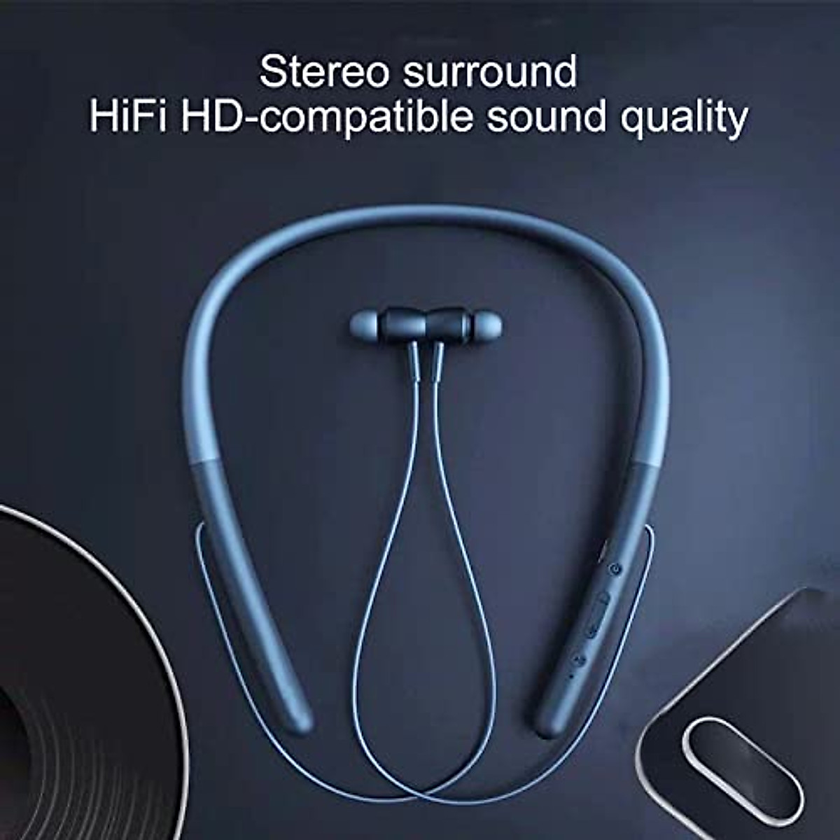 OCUhome 5.0 Wireless Neckband Earphone, IPX5 Waterproof Stereo Wireless Headset with Microphone Noise Cancelling Earphones for Gym Running Compatible with iOS Android Black