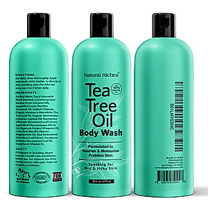 Natural Riches Tea Tree Oil Body Wash, 2x16 fl oz - Soothing, Calming, and Hydrating for Normal, Combination, Sensitive, Oily, and Dry sensitive skin bodywash
