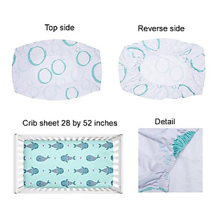Personalized Forest Animals Blue Fitted Crib Sheets with Name, Custom Name Baby Crib Mattress Sheets for Boys, Baby Bedding Sets, Mini Name Crib Sheets for Standard Crib and Toddler Mattresses