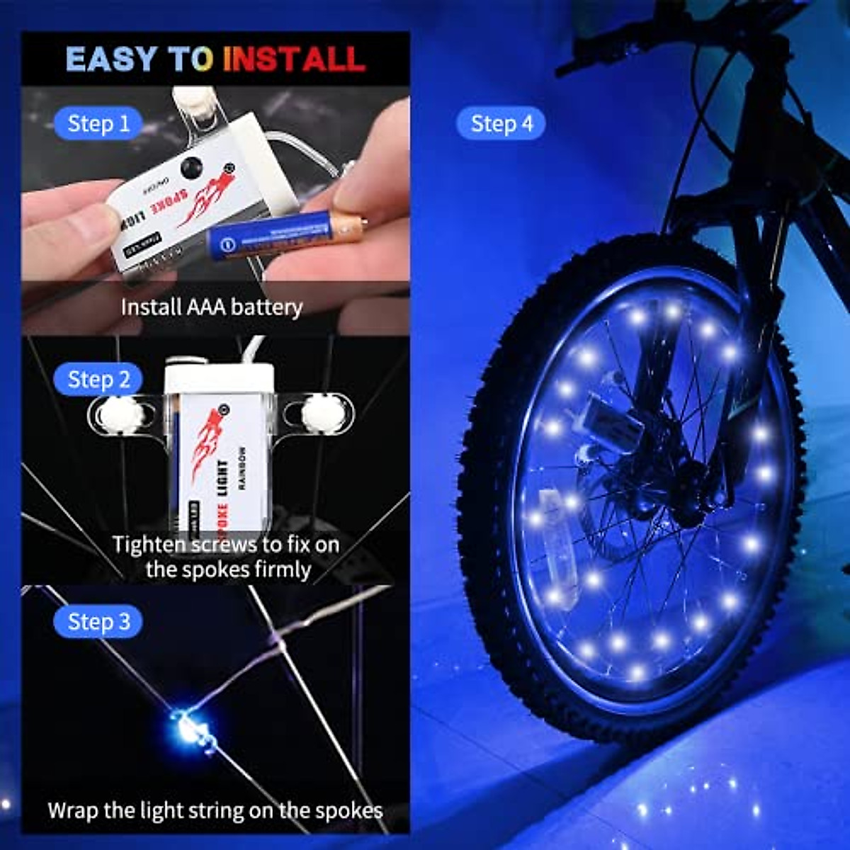 TINANA 2 Tire Pack LED Bike Wheel Lights Ultra Bright Waterproof Bicycle Spoke Lights Cycling Decoration Safety Warning Tire Strip Light for Kids Adults Night Riding (Pink 2pack)