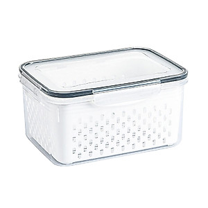 Fruit Storage Container for Fridge, Vegetable Produce Storage Saver Containers with Lid for Refigerator, Food Storage Containers with Colander, Plastic Fresh Keeper for Fruit Vegetable(3300ML)
