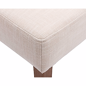 LIVINOVA Farmhouse Upholstered Dining Bench Seat, 45" Linen Entryway Bench with Natural Wood Legs, Mid Century Modern End of Bed Bench for Kitchen Bedroom Living Room Hallway, for 2-3 Person, Beige