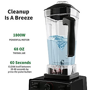 Ricodo Professional Blender for Kitchen, Countertop Blender 1800W with Timer Control and 2L Tritan Container, Blender for Shakes and Smoothies, Crushing Ice, Frozen Fruit (Black)