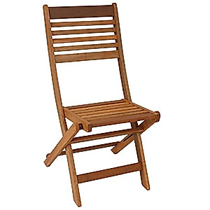 Sunnydaze Meranti Wood Outdoor Folding Patio Chairs - Set of 2 - Outside Wooden Bistro Furniture for Lawn, Deck, Balcony, Garden and Porch - Teak Oil Finish