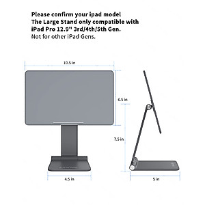 LULULOOK Adjustable Foldable Magnetic iPad Pro Stand, Gray, 12.9"
