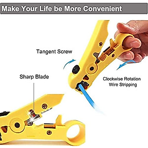 Gaobige Coaxial Compression Tool Coax Cable Crimper Kit Adjustable rg6 rg59 rg11 75-5 75-7 Coaxial Cable Stripper with 10pcs F Compression Connectors - Blue