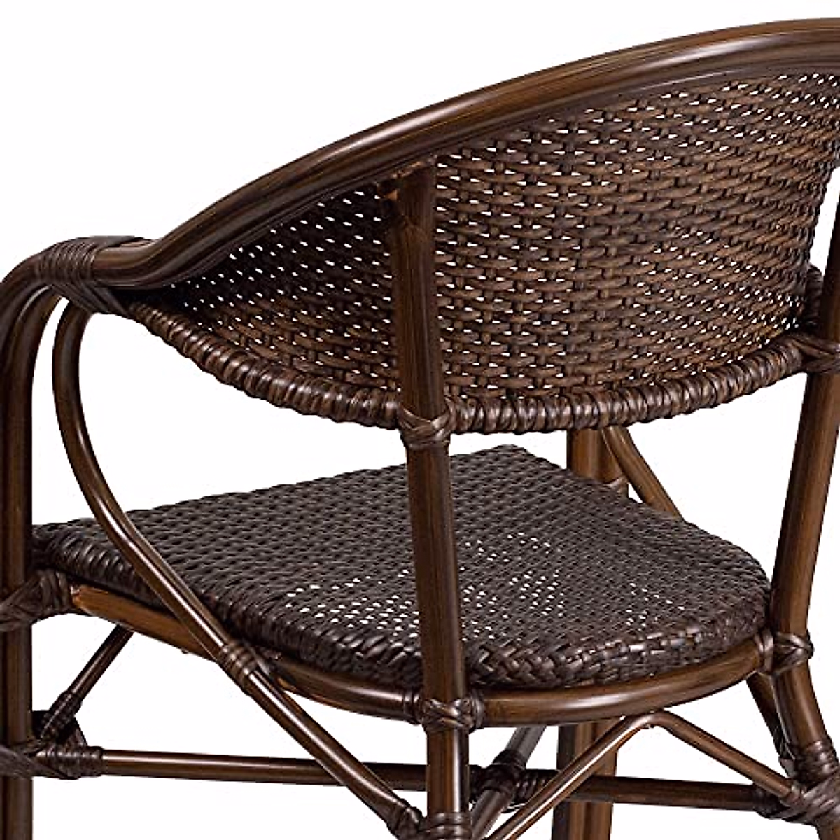 Flash Furniture Milano Series Cocoa Rattan Restaurant Patio Chair with Bamboo-Aluminum Frame