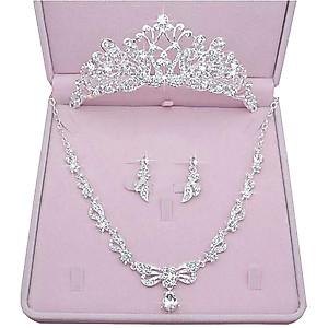 Wedding Sets For Women Bling Bride Hair Accessories Tiaras Earrings Necklace Wedding Jewelry Sets A